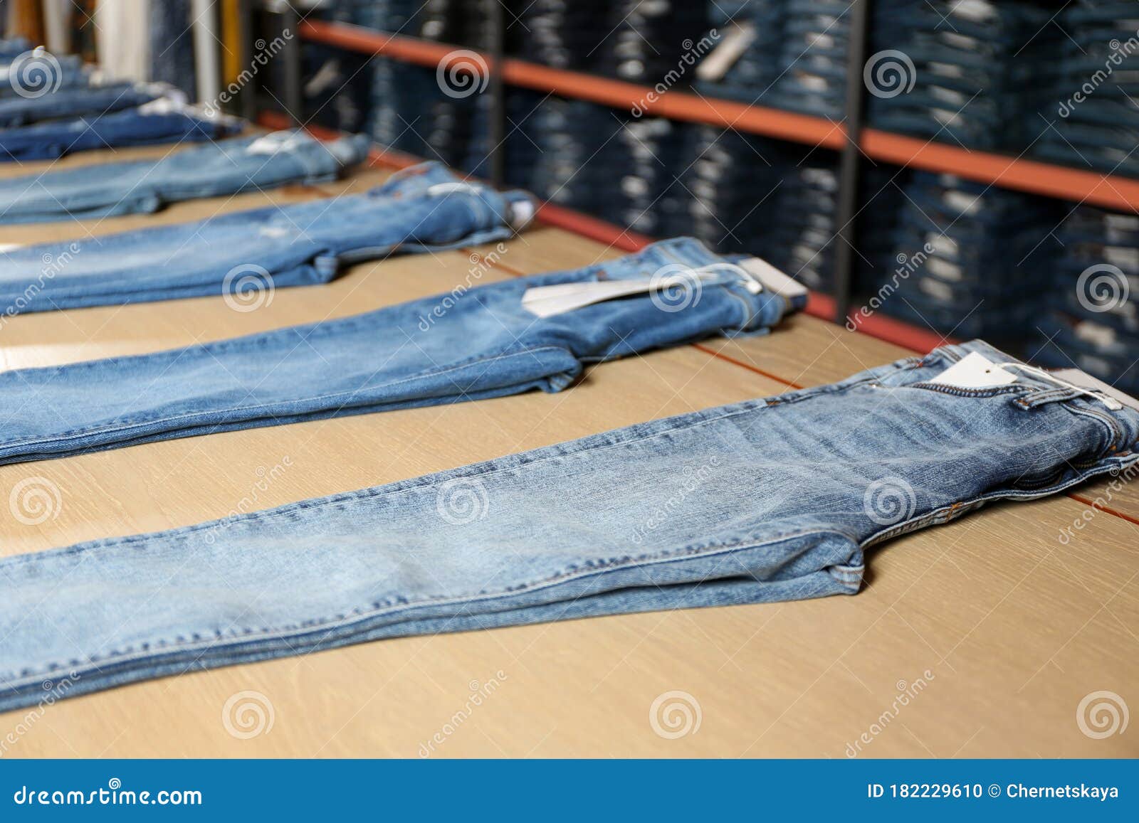 Stylish Jeans on Display in Shop Stock Photo - Image of fashion, object ...