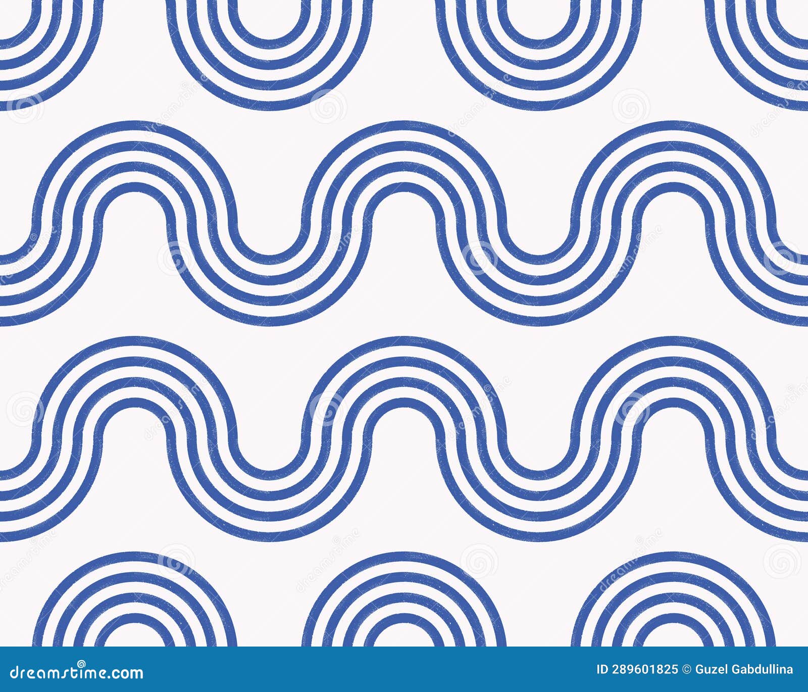 Stylish Blue Waves Seamless Pattern. Simple Bold Line Sea Background ...