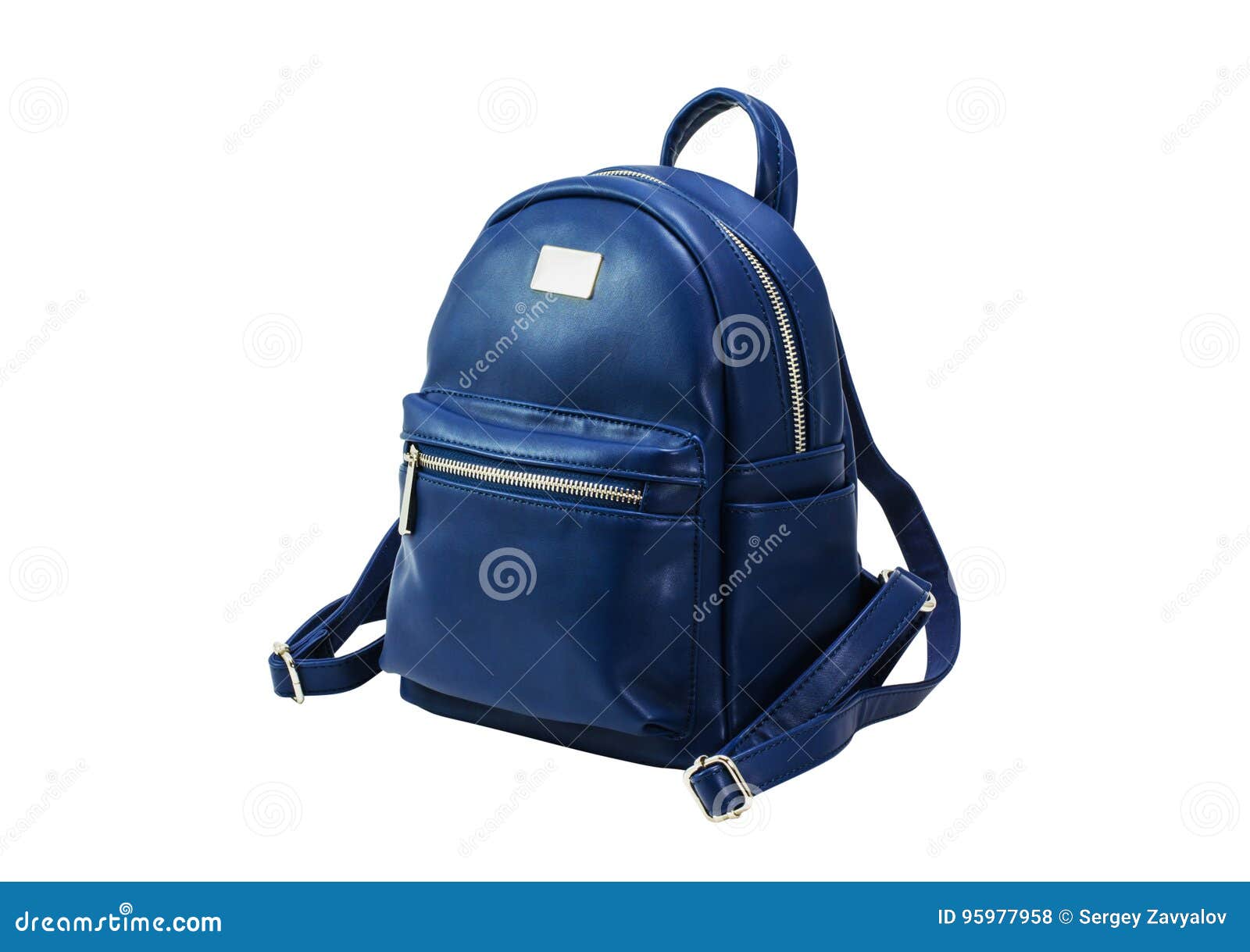 Stylish Blue Women& X27;s Leather Backpack Stock Photo - Image of ...