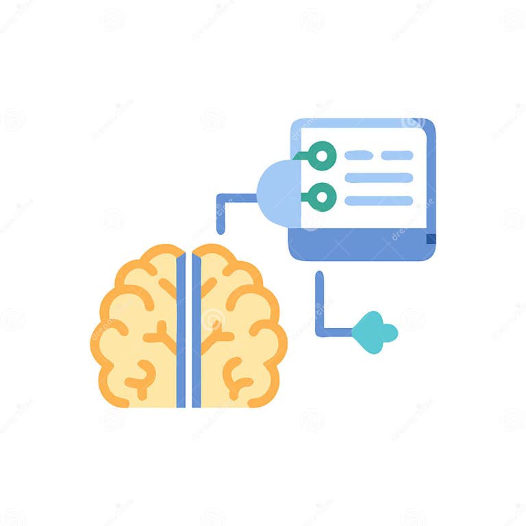 Stylish Brain Training Icon for Learning Stock Illustration ...