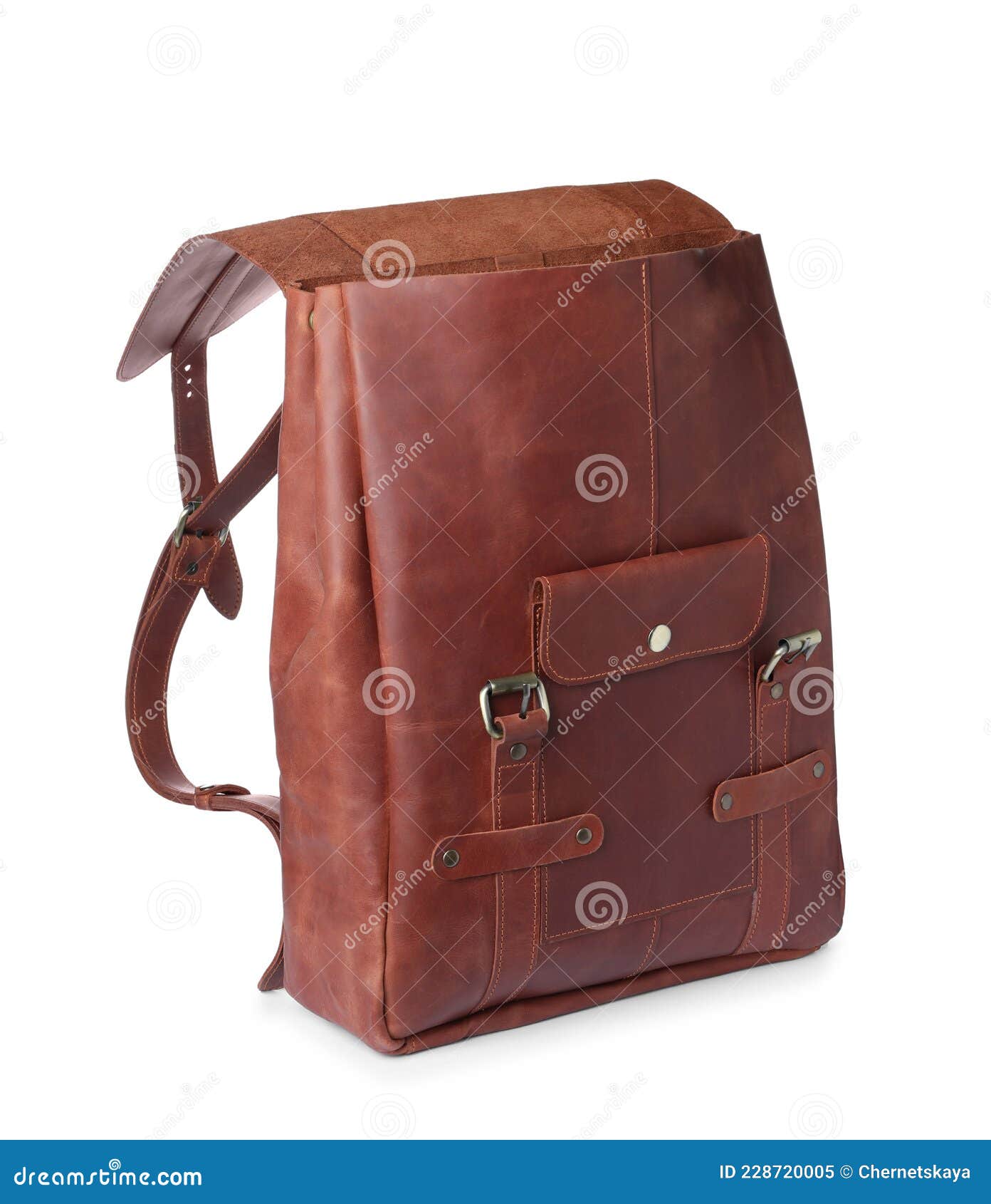 Stylish Brown Leather Urban Backpack Isolated on White Stock Image ...