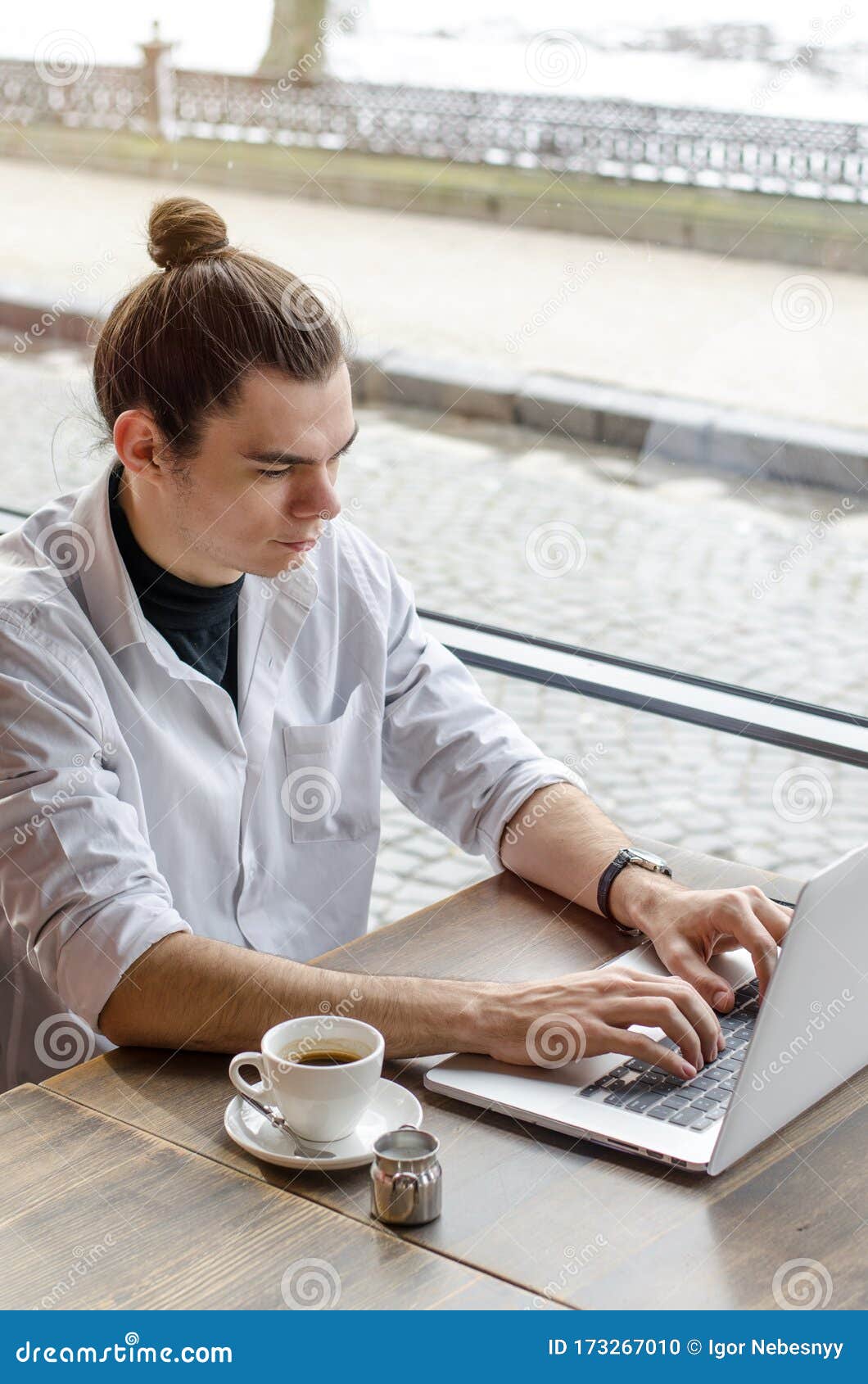 Stylish Business Man Working on a Laptop. Stock Photo - Image of ...