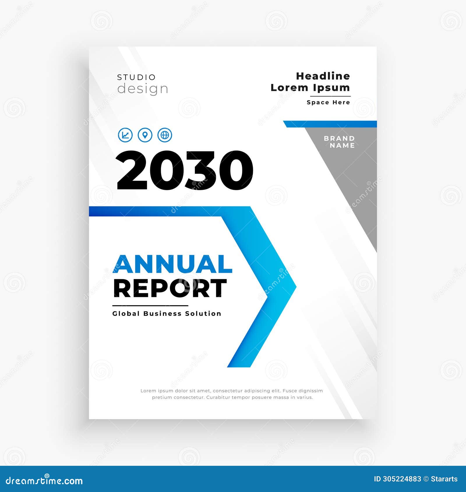 Stylish Business Yearly Report Flyer with Blue Theme Stock Vector ...