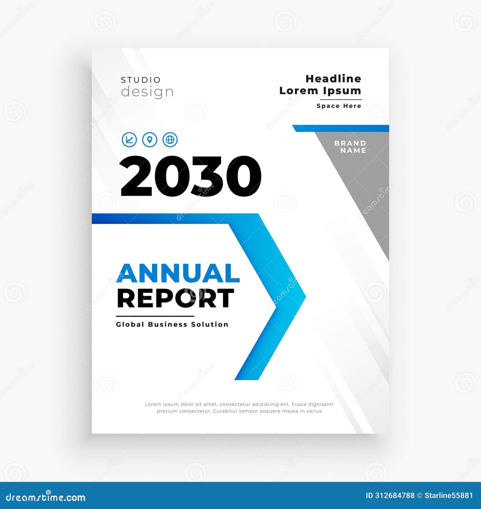 Business Yearly Data Cover Page Flyer A Printable Document Vector ...