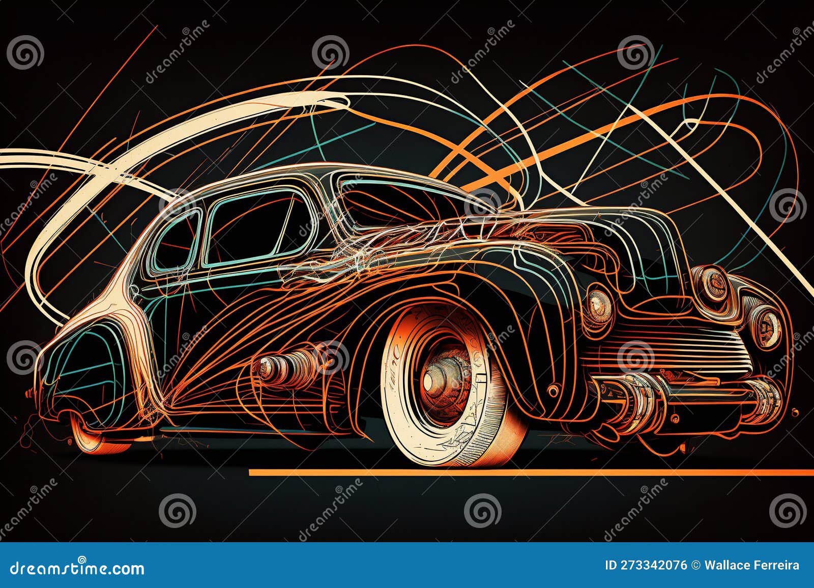 Stylish Car Wallpaper with Dynamic Shiny Lines. Generative AI. Stock ...