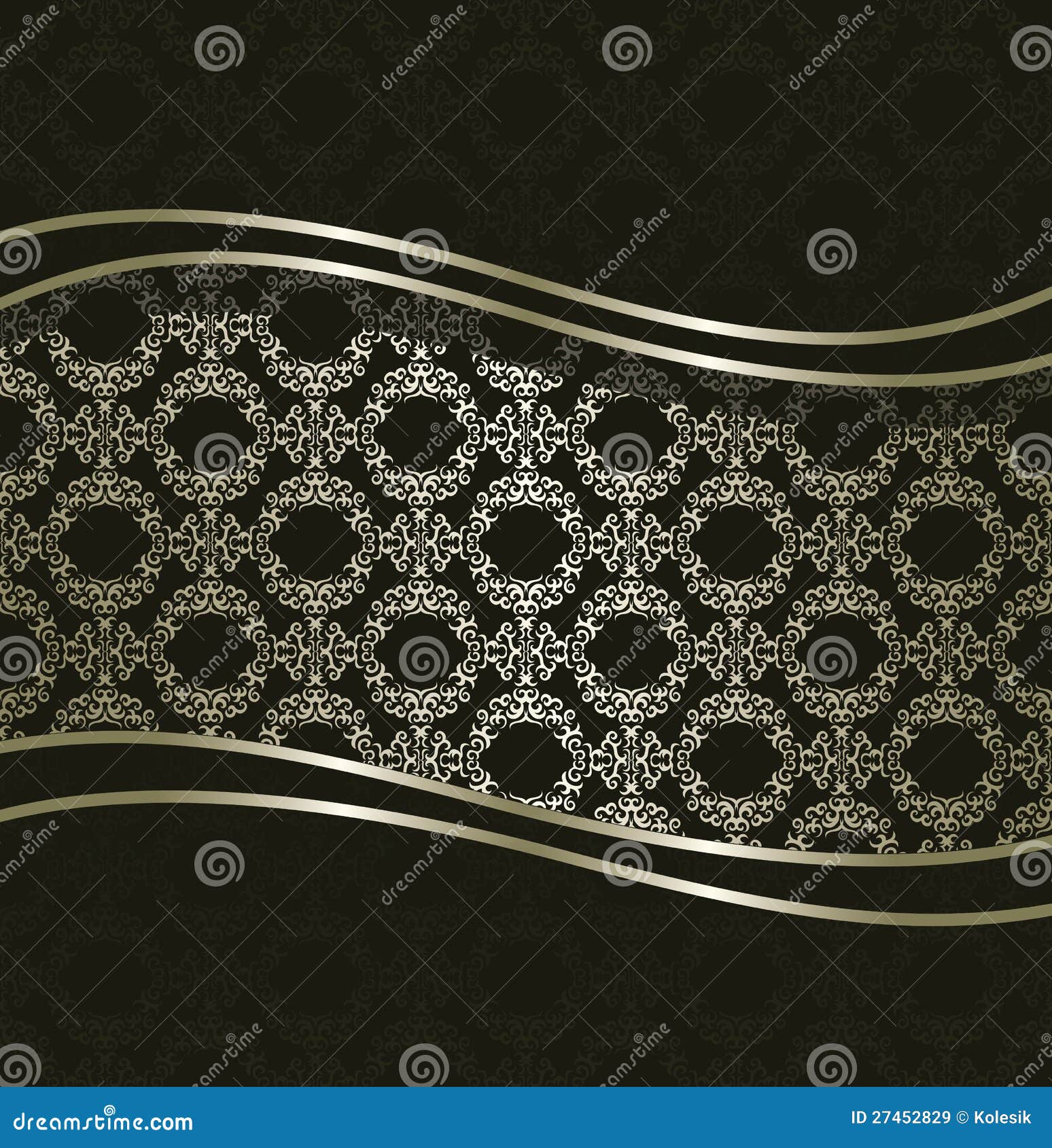 Stylish Card with Seamless Damask Wallpaper Stock Vector - Illustration ...