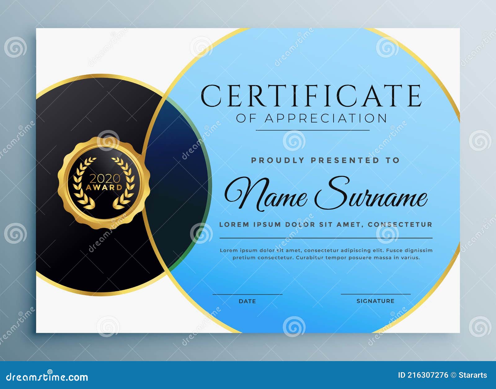 Stylish Certificate Template in Circle Style Stock Vector ...