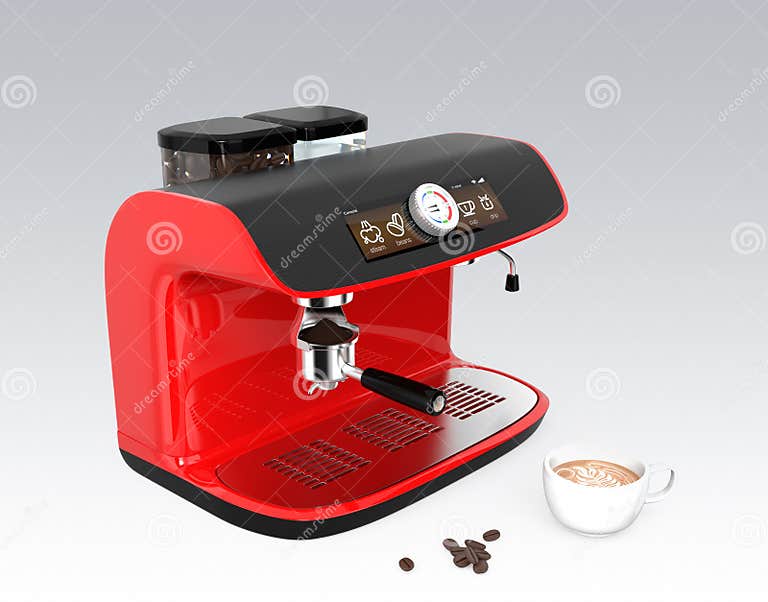Stylish Coffee Machine with Touch Screen. 3D Rendering Image with ...