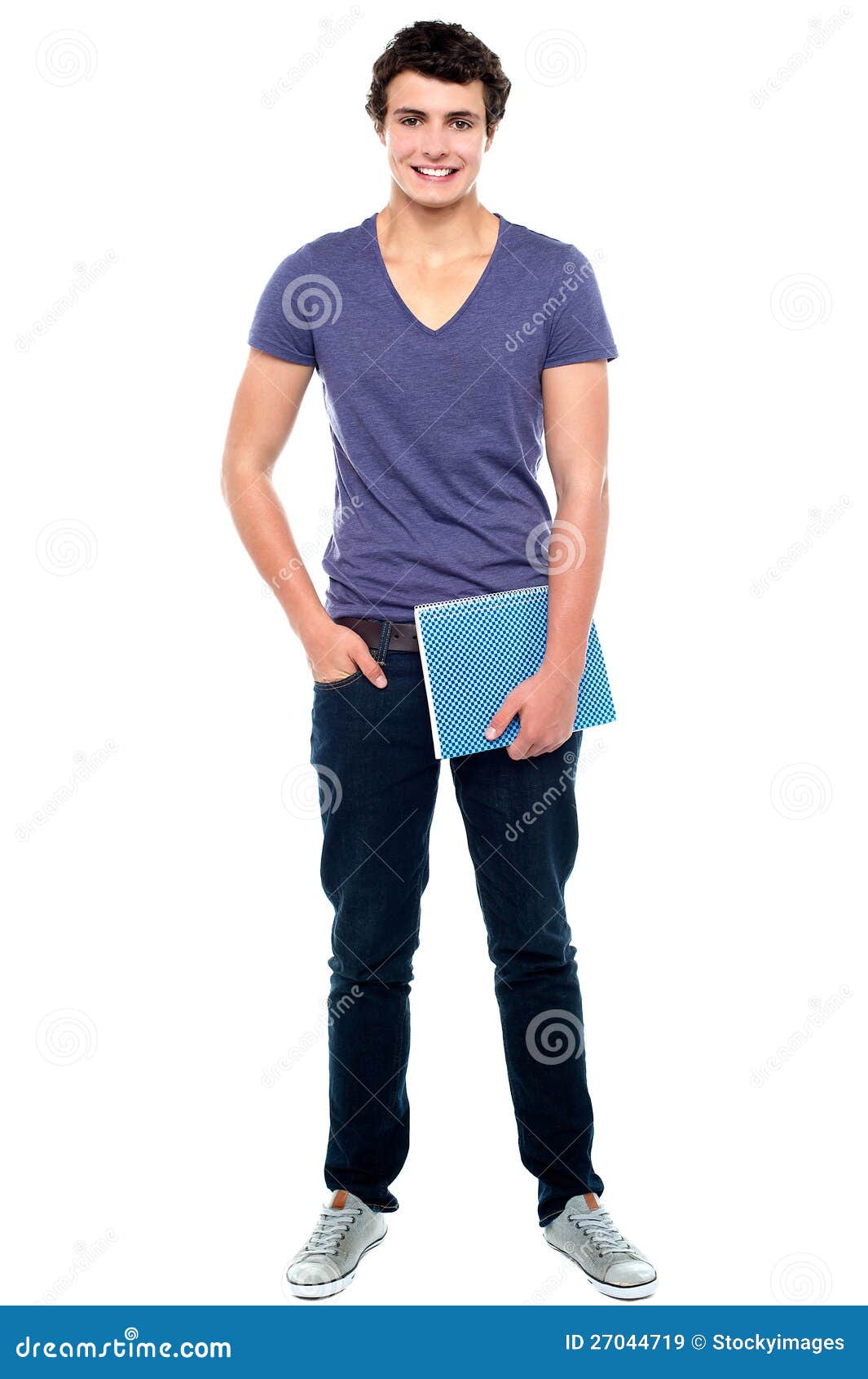 Stylish College Student Posing with Notebook Stock Image - Image of ...