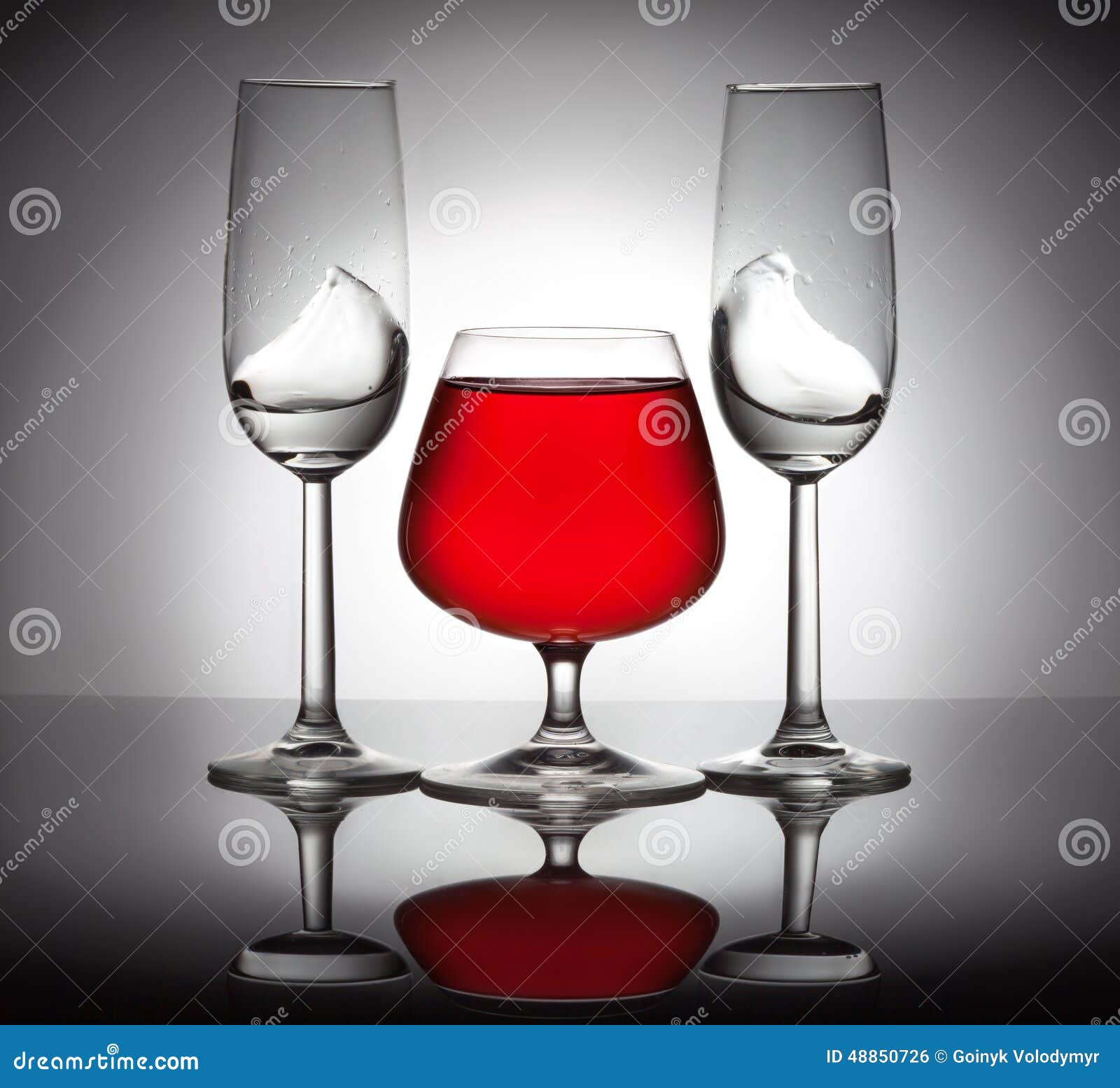 Stylish Composition of Three Glasses Stock Photo - Image of bubbles ...
