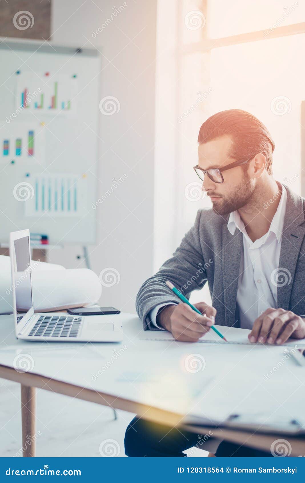 Stylish Confident Architect in Formal Wear Has Ideas and Workin Stock ... Stylish Confident Architect in Formal Wear Has Ideas and Workin Stock ...