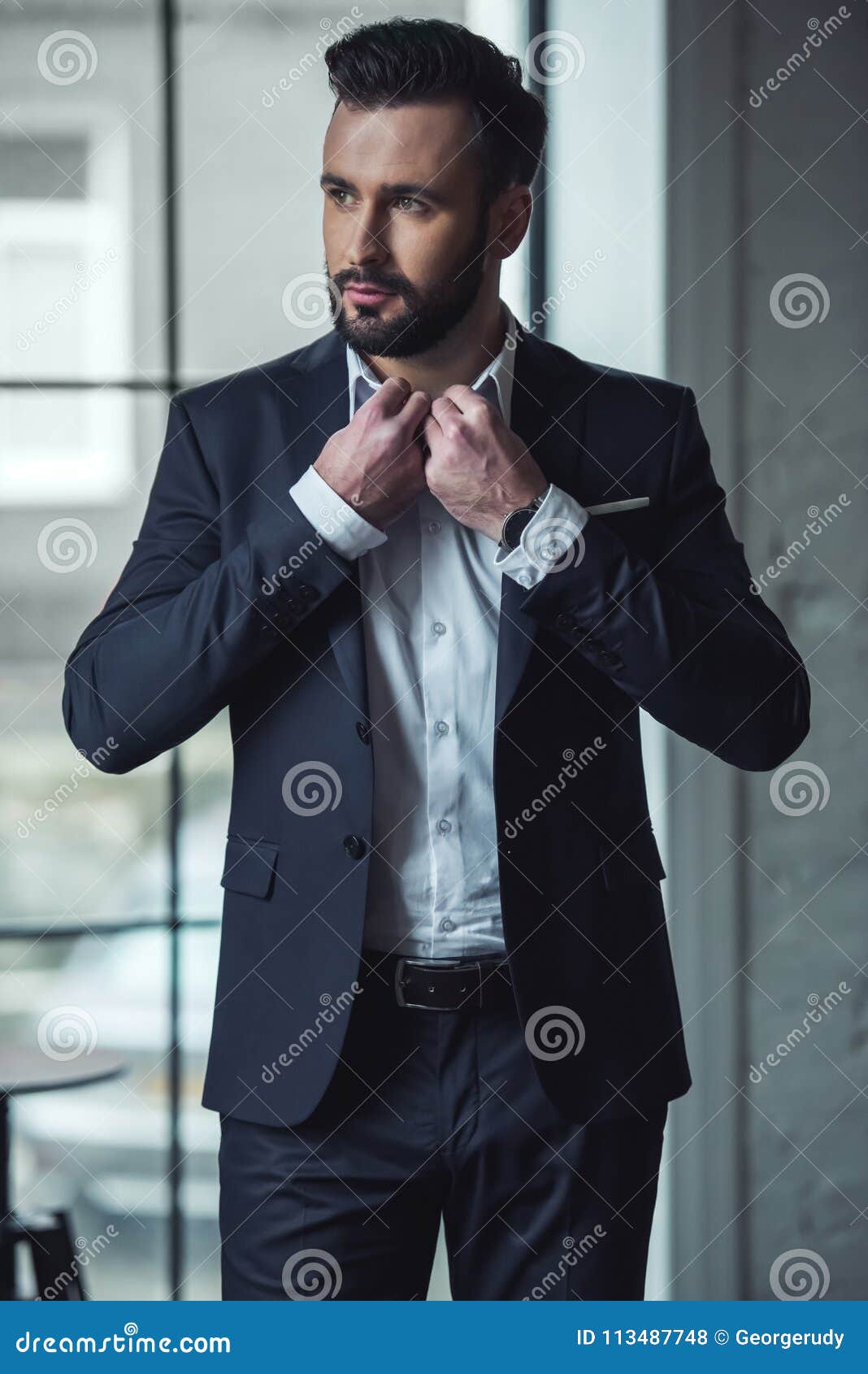 Stylish confident man stock photo. Image of indoors - 113487748