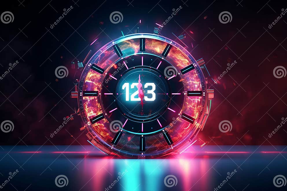Stylish Countdown Clock Approaching Midnight on Stock Illustration ...