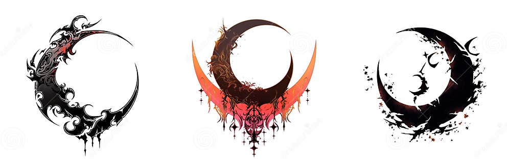 Stylish Cursed Moon in 2D Logo Style AI Generated Stock Illustration ...