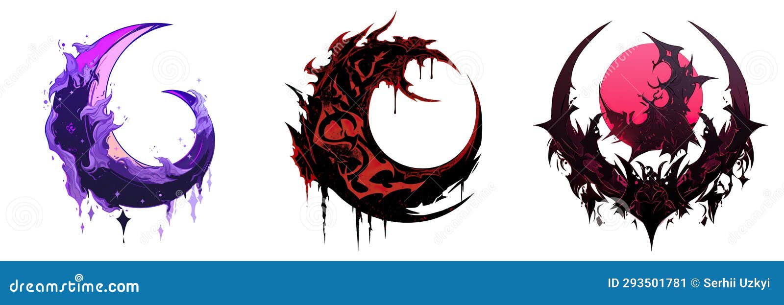 Stylish Cursed Moon in 2D Logo Style AI Generated Stock Illustration ...