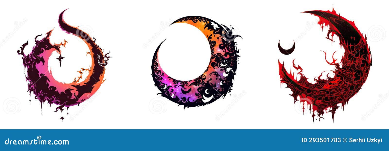 Stylish Cursed Moon in 2D Logo Style AI Generated Stock Illustration ...