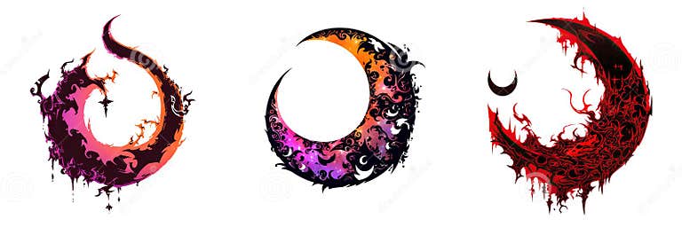 Stylish Cursed Moon in 2D Logo Style AI Generated Stock Illustration ...