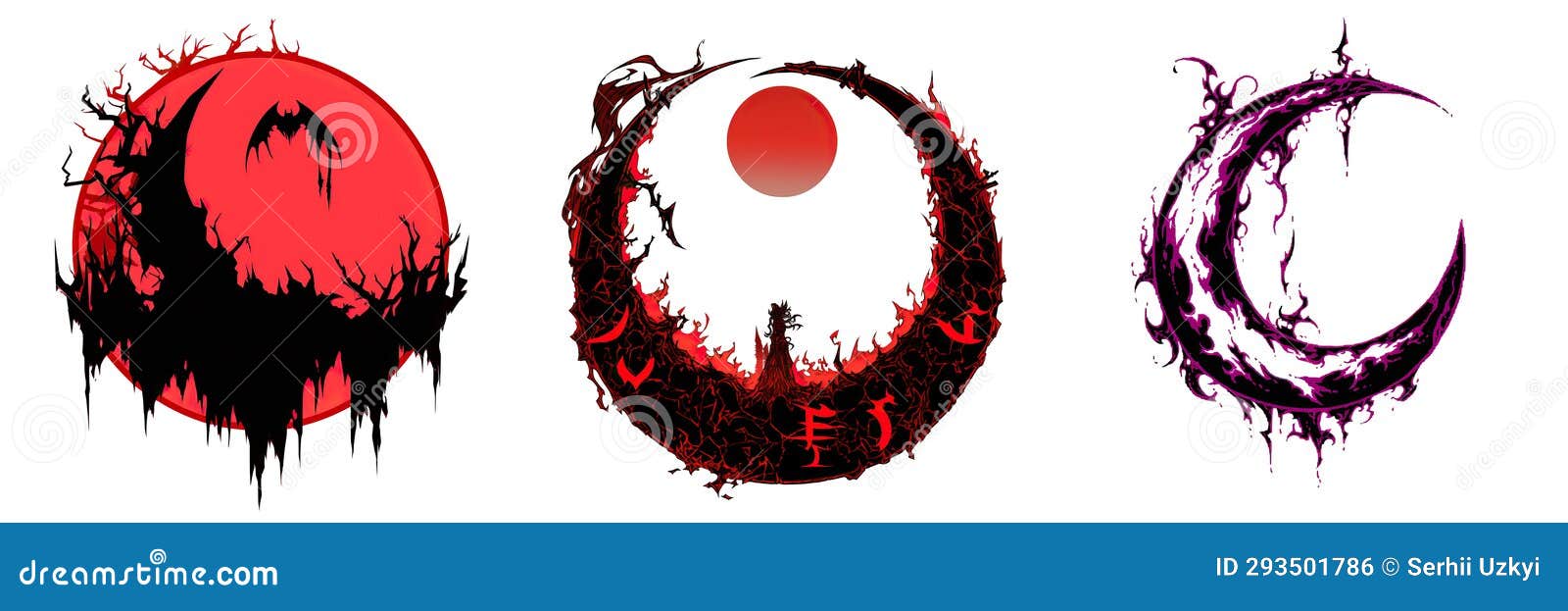 Stylish Cursed Moon in 2D Logo Style AI Generated Stock Illustration ...