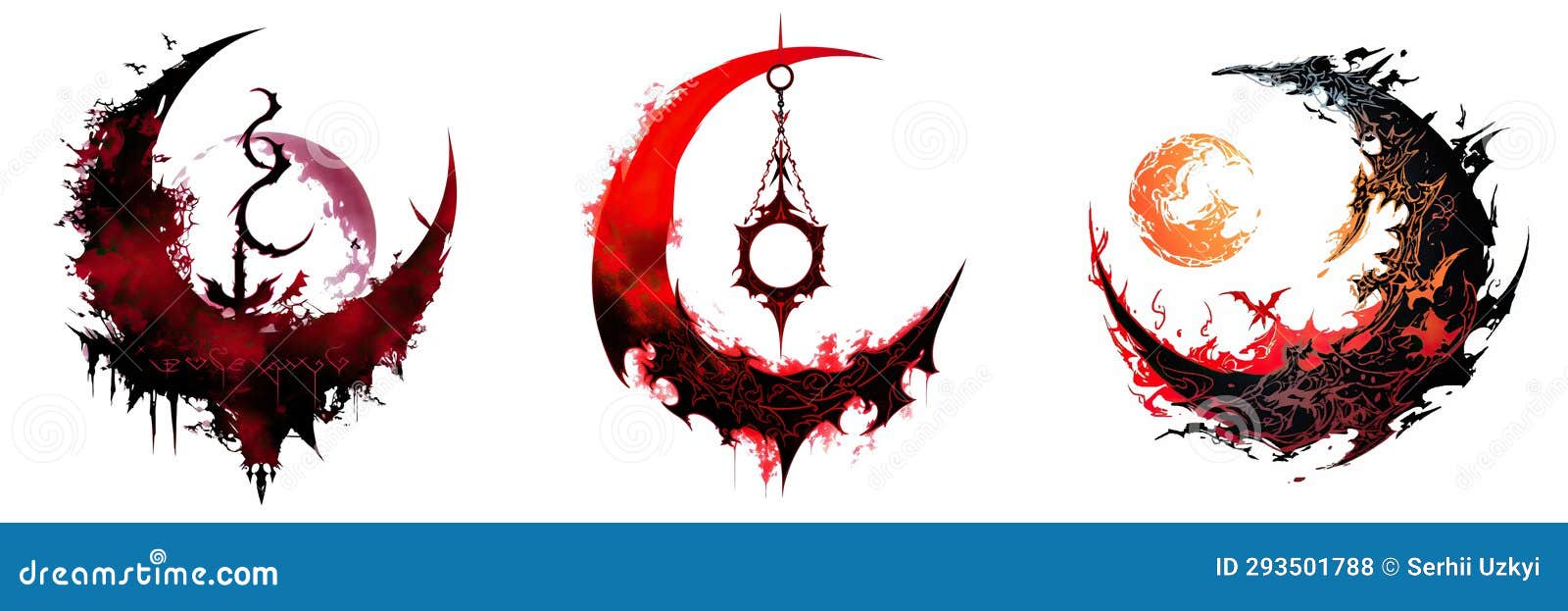 Stylish Cursed Moon in 2D Logo Style AI Generated Stock Illustration ...