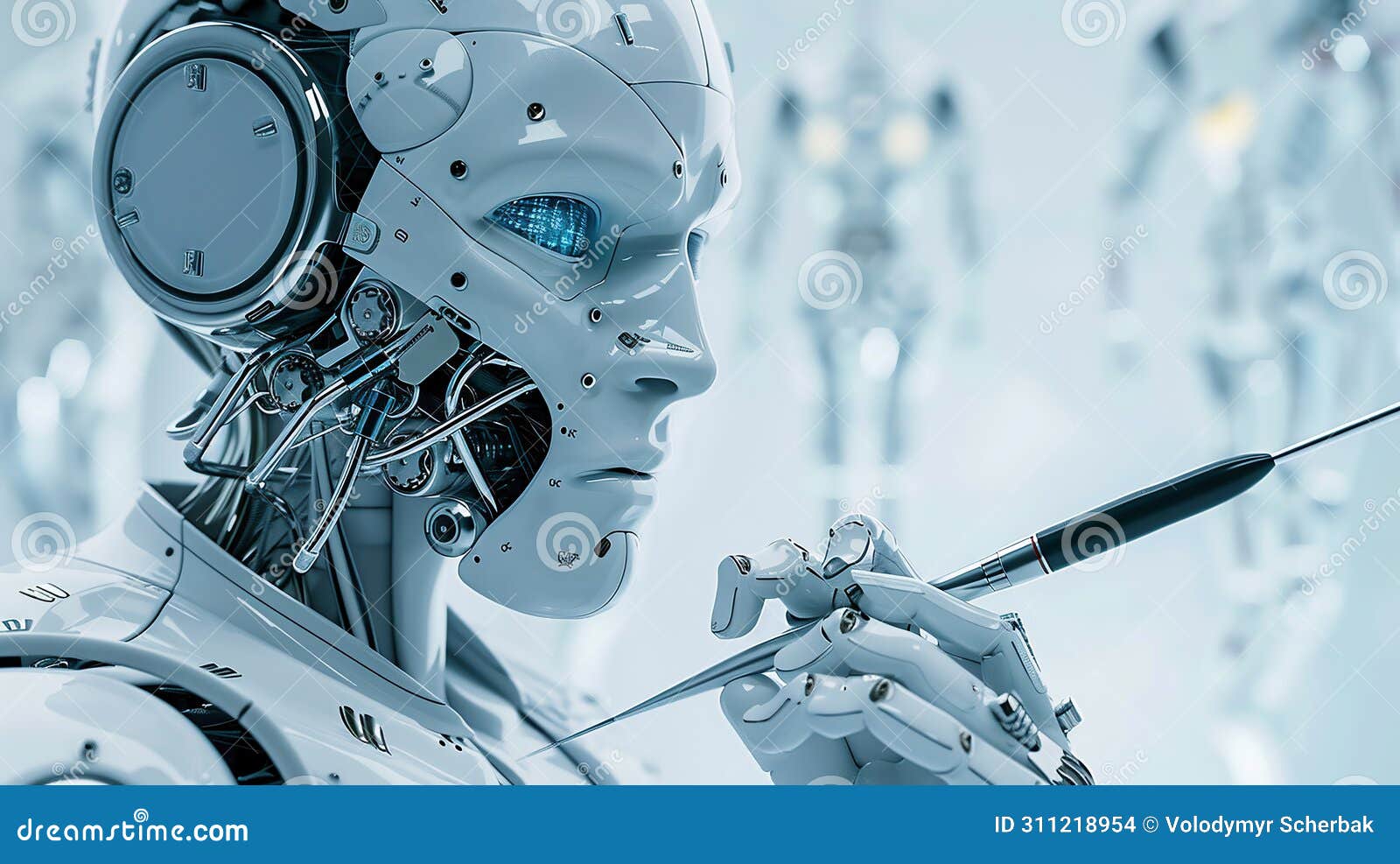 Stylish Cyber Support. Portrait of Android Robot Stock Photo - Image of ...