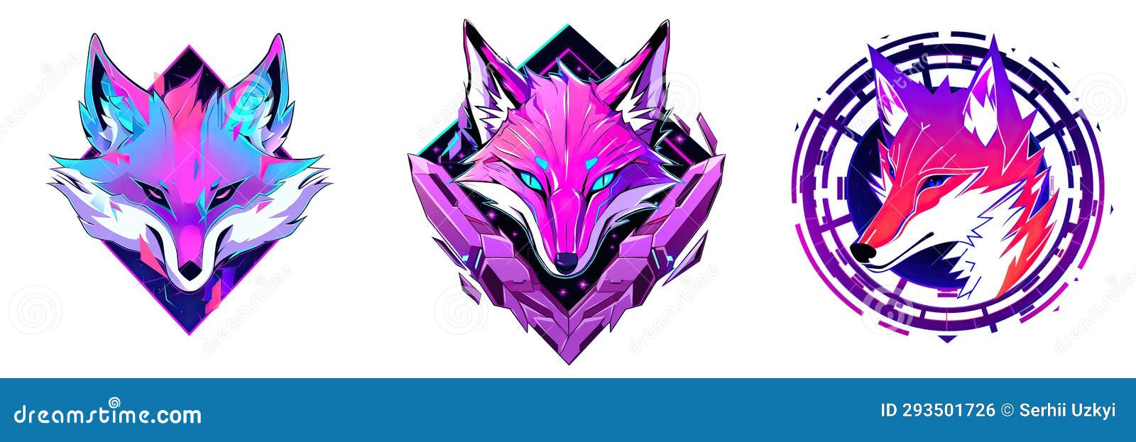 Stylish Cyberpunk Fox in 2D Logo Style AI Generated Stock Illustration ...