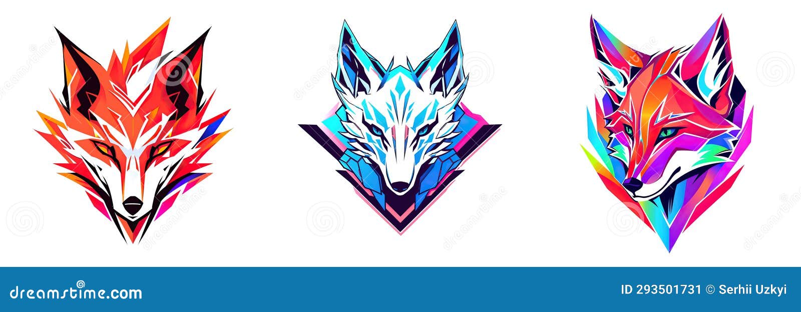 Stylish Cyberpunk Fox in 2D Logo Style AI Generated Stock Illustration ...