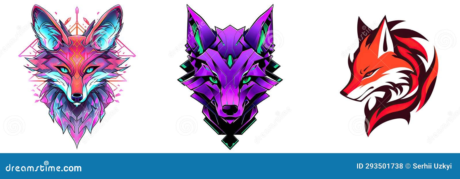 Stylish Cyberpunk Fox in 2D Logo Style AI Generated Stock Illustration ...