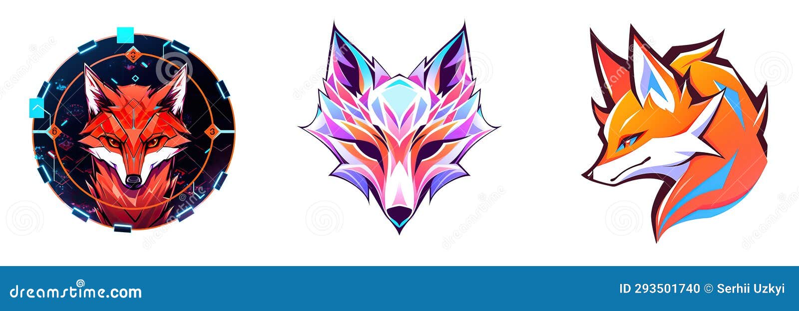 Stylish Cyberpunk Fox in 2D Logo Style AI Generated Stock Illustration ...