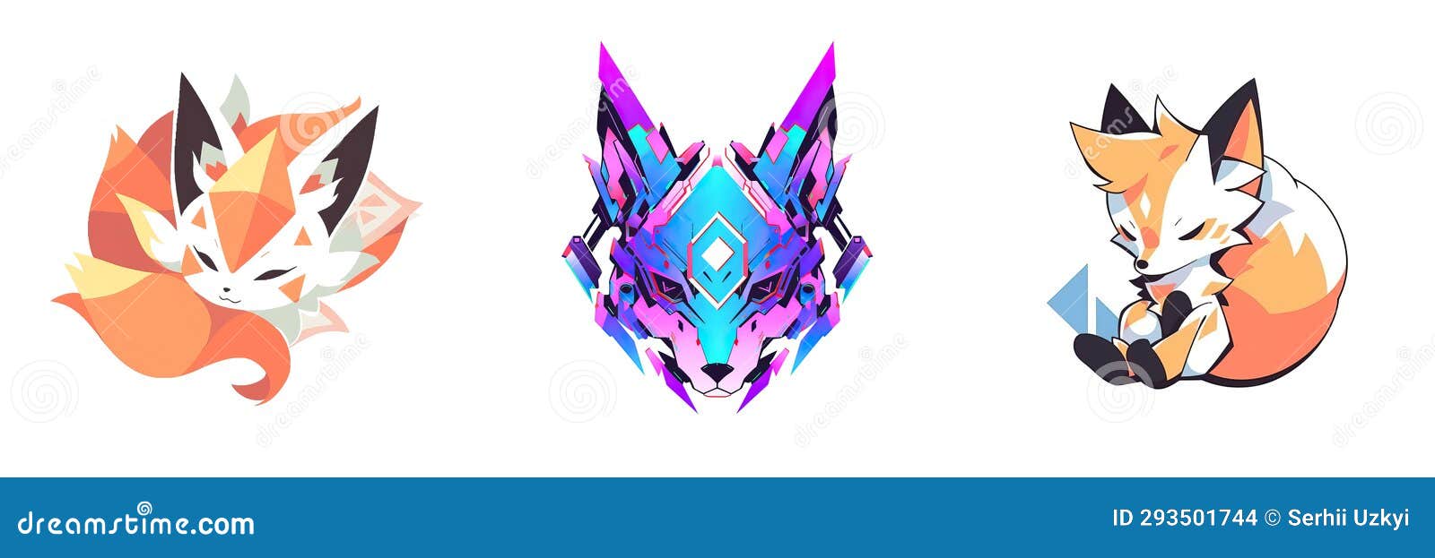 Stylish Cyberpunk Fox in 2D Logo Style AI Generated Stock Illustration ...