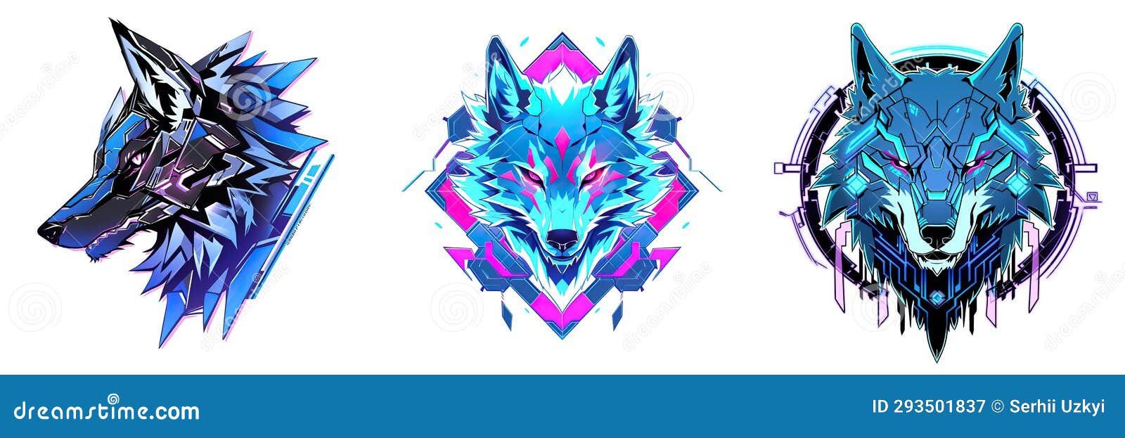Stylish Cyberpunk Wolf in 2D Logo Style AI Generated Stock Illustration ...