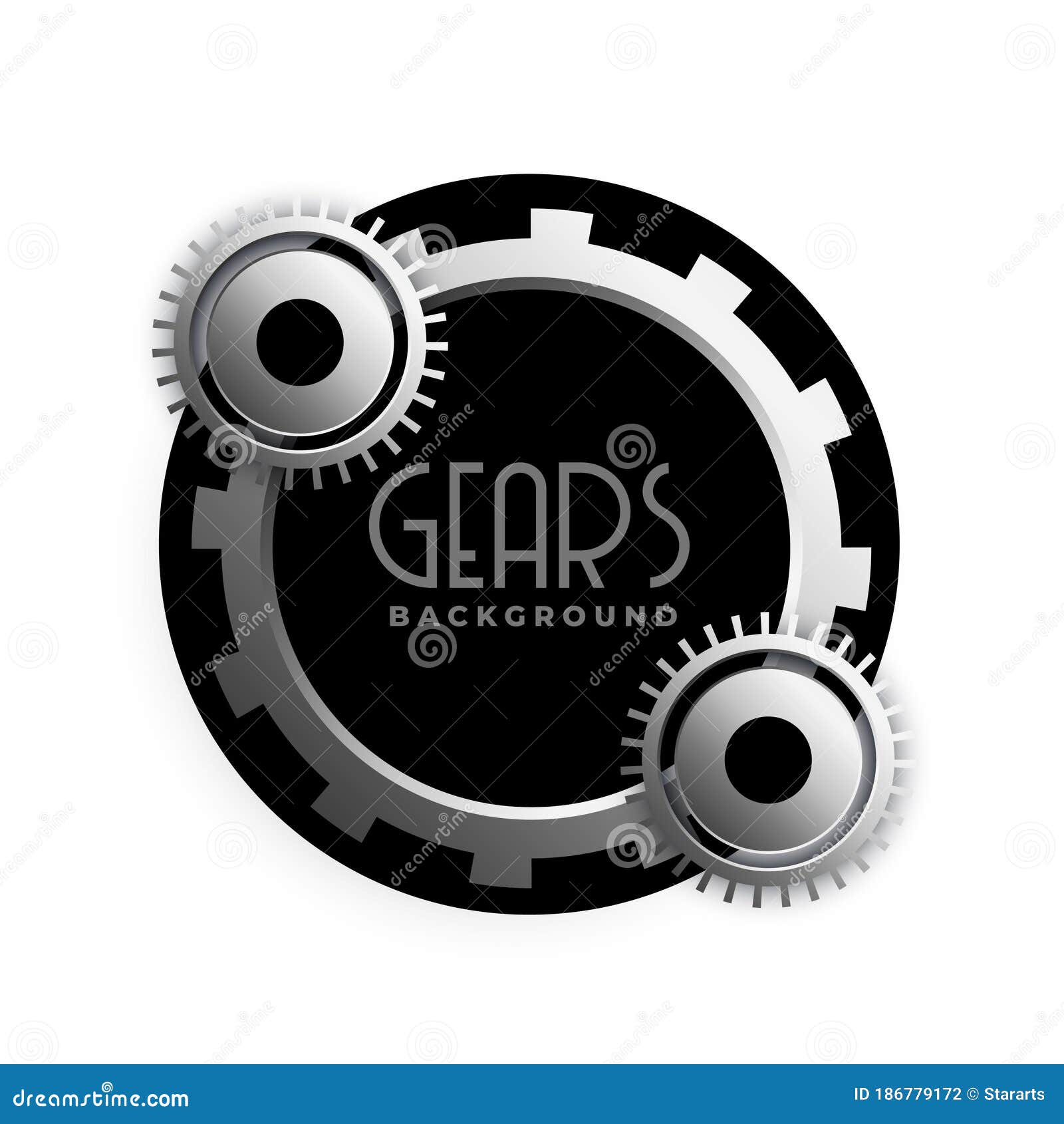 Stylish 3d Metallic Gears Frame Background Design Stock Illustration ...