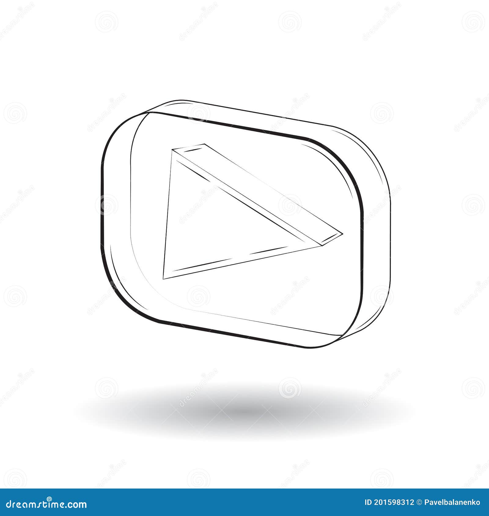 Stylish 3D Play Button Hand Drawn in Glass Frame Stock Vector ...