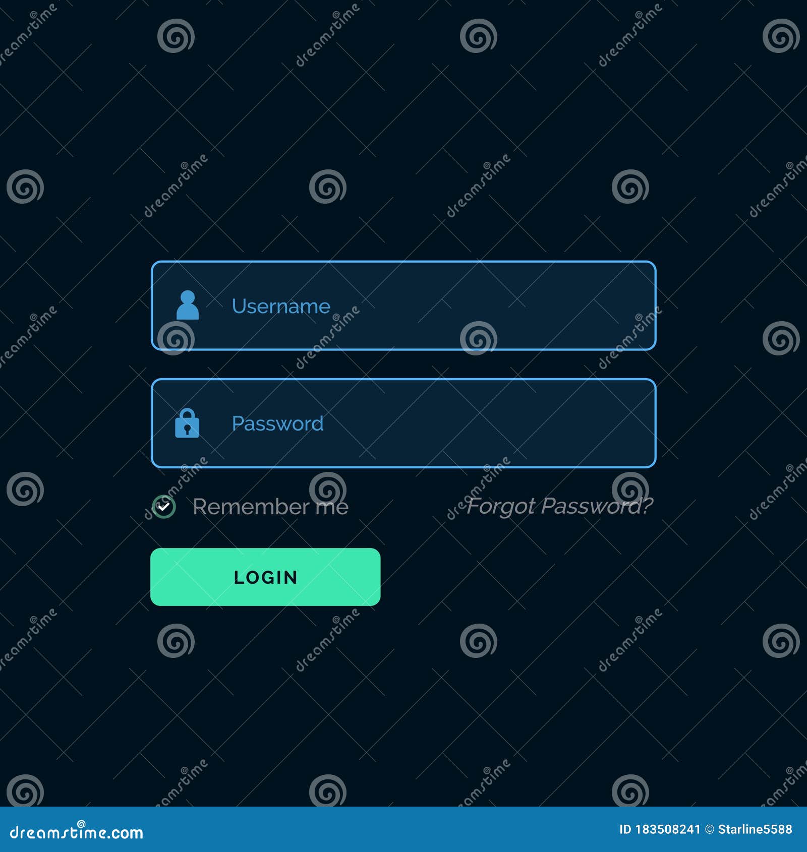 Stylish Dark Login Form Template Ui Design Stock Vector - Illustration ...