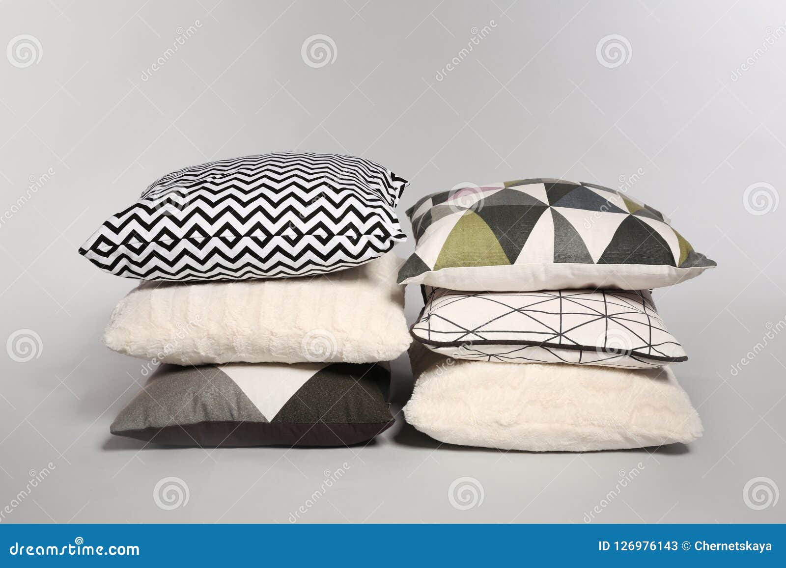 Stylish Decorative Pillows Stacked Stock Image - Image of elegant ...