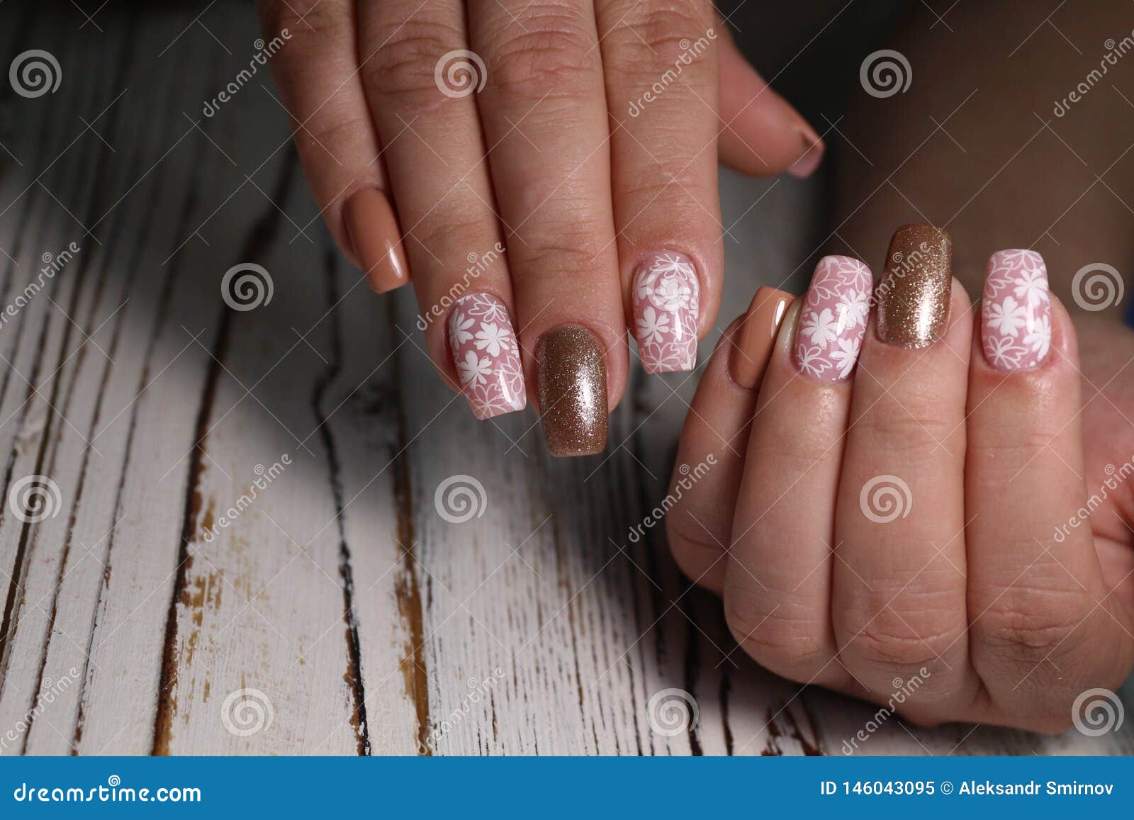 Stylish Design of Manicure on Long Beautiful Nails Stock Image - Image ...
