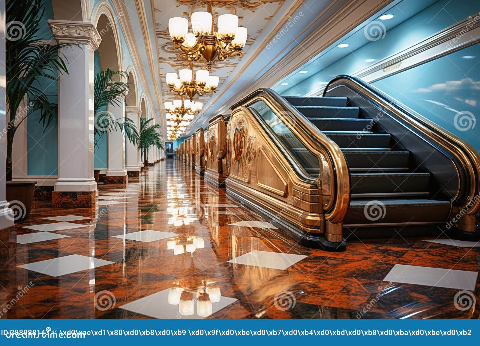 Stylish Design of a Modern Escalator. Stock Image - Image of building ...