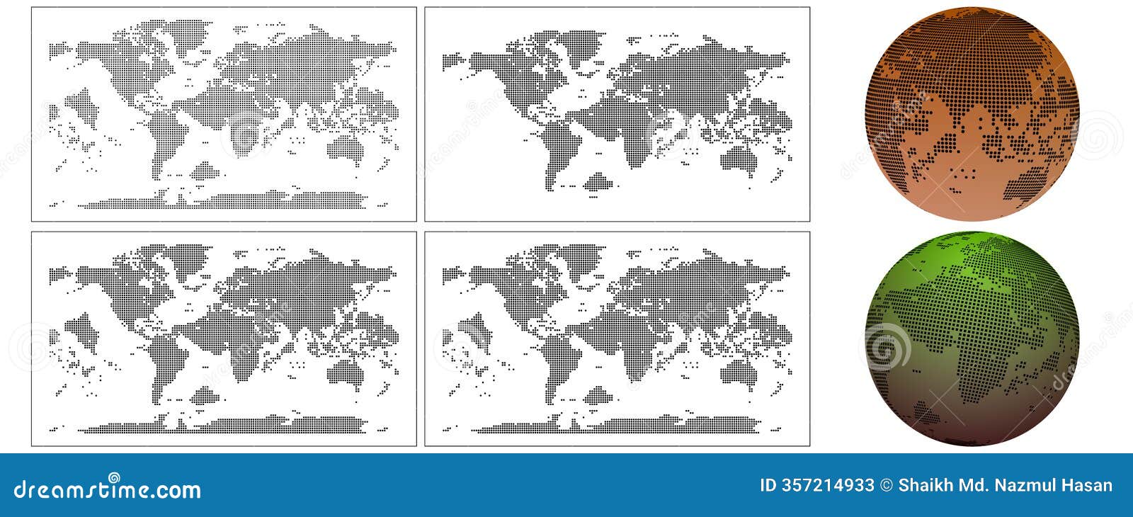 Stylish Dotted World Map. Globe World Map in Dot Style Featuring ...