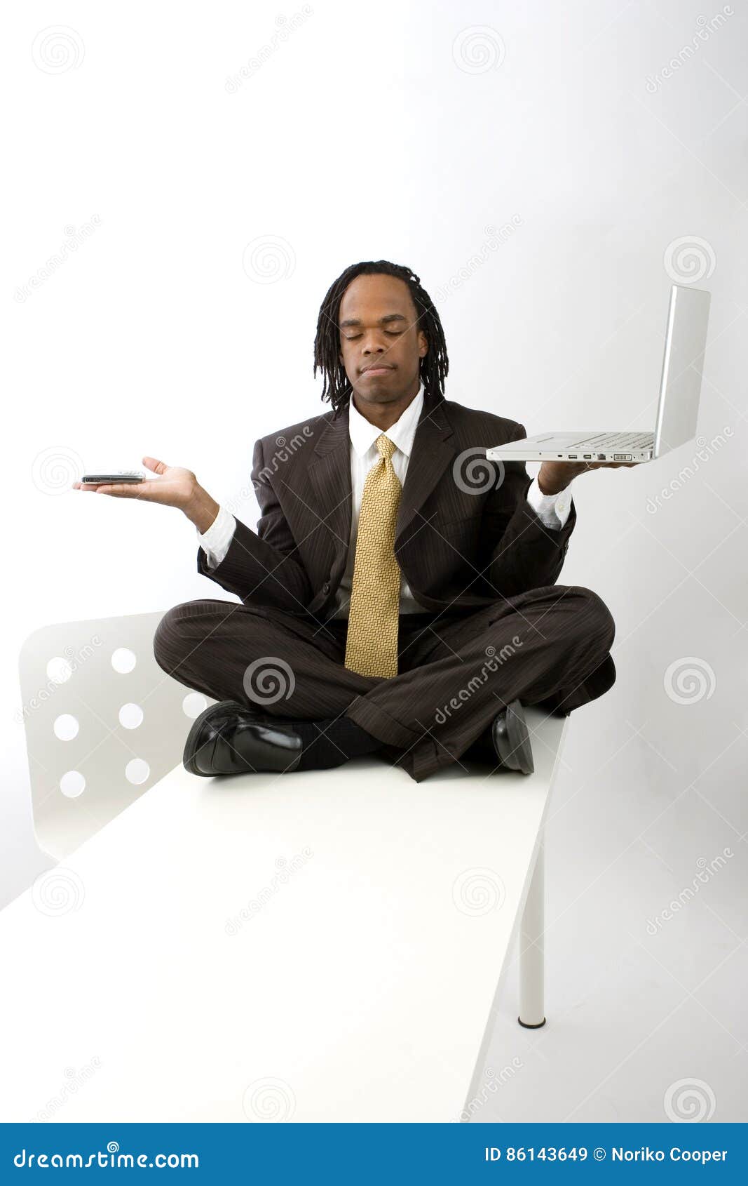 Stylish Dreadlocks Businessman Using a Computer. Stock Image - Image of ...
