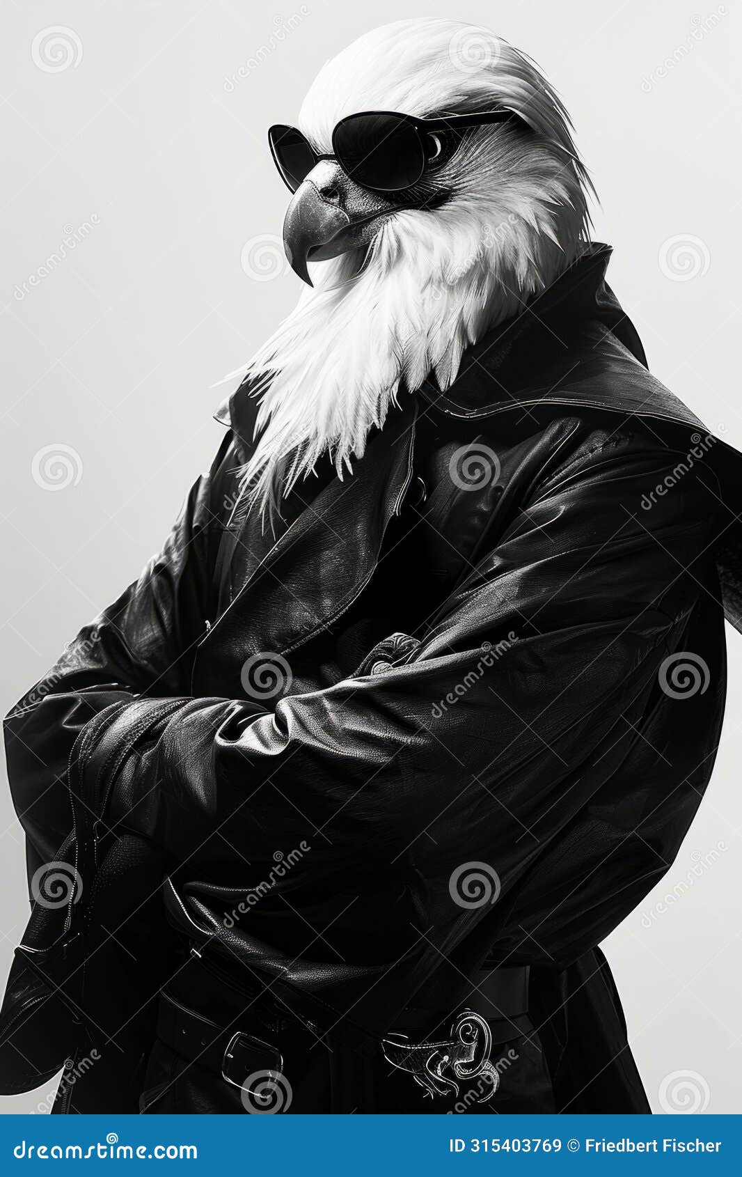 Stylish Eagle-Headed Humanoid Character Wearing Leather Jacket and ...