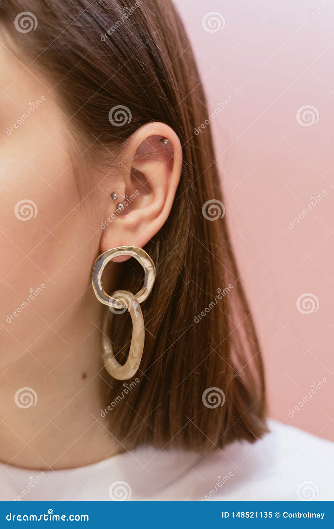 Stylish Earrings with Shells Stock Image - Image of diamond, precious ...