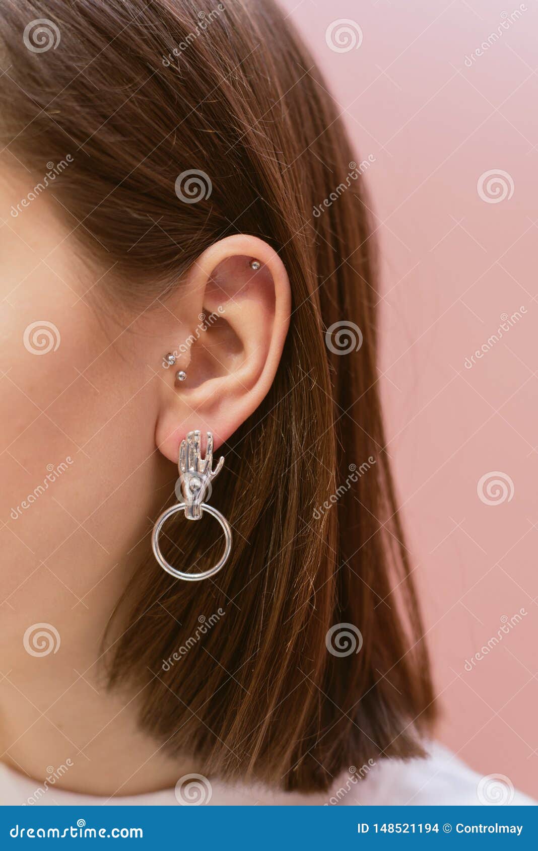 Stylish Earrings with Shells Stock Photo - Image of gold, background ...