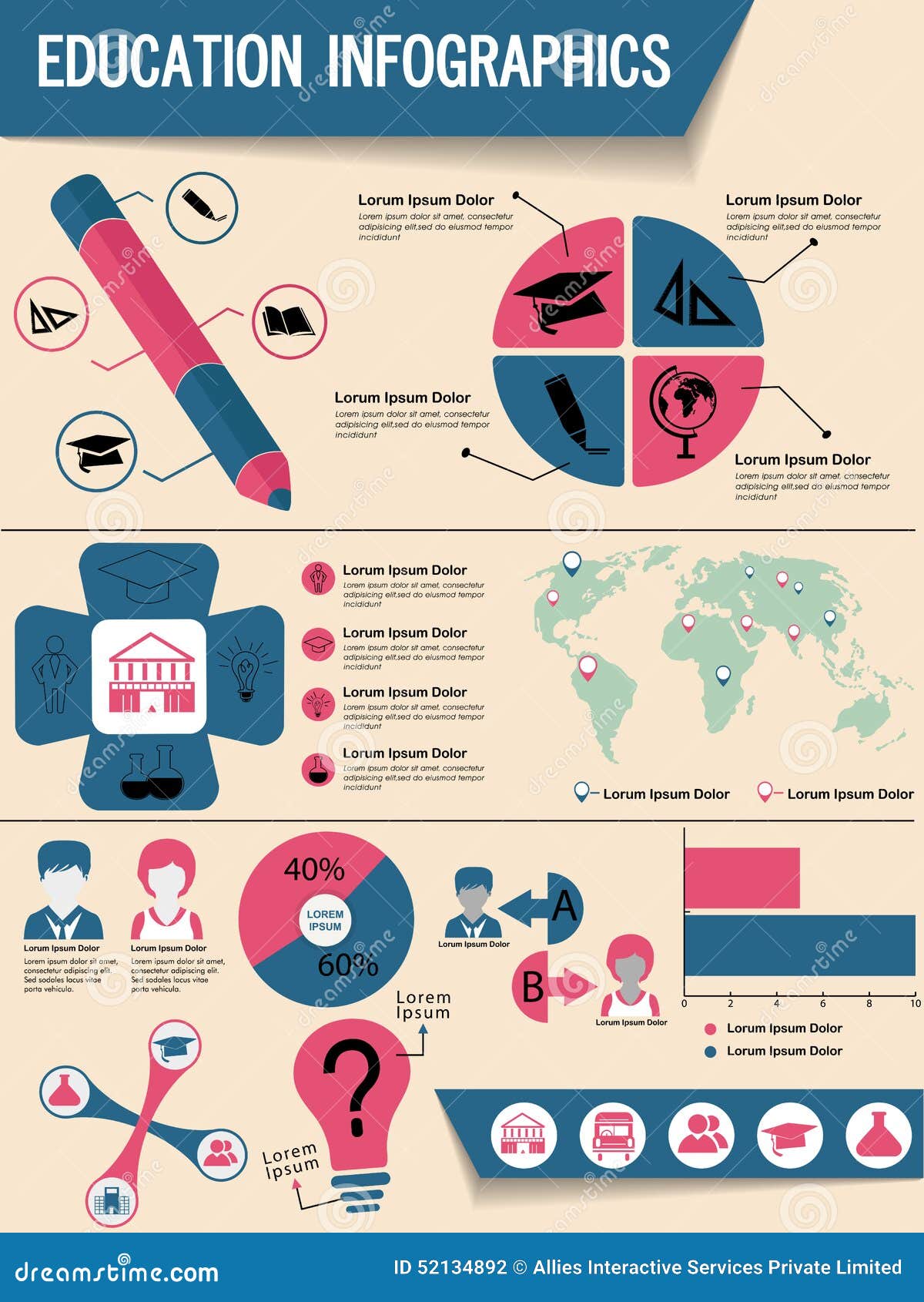 Stylish Education Infographics Set. Stock Illustration - Illustration ...