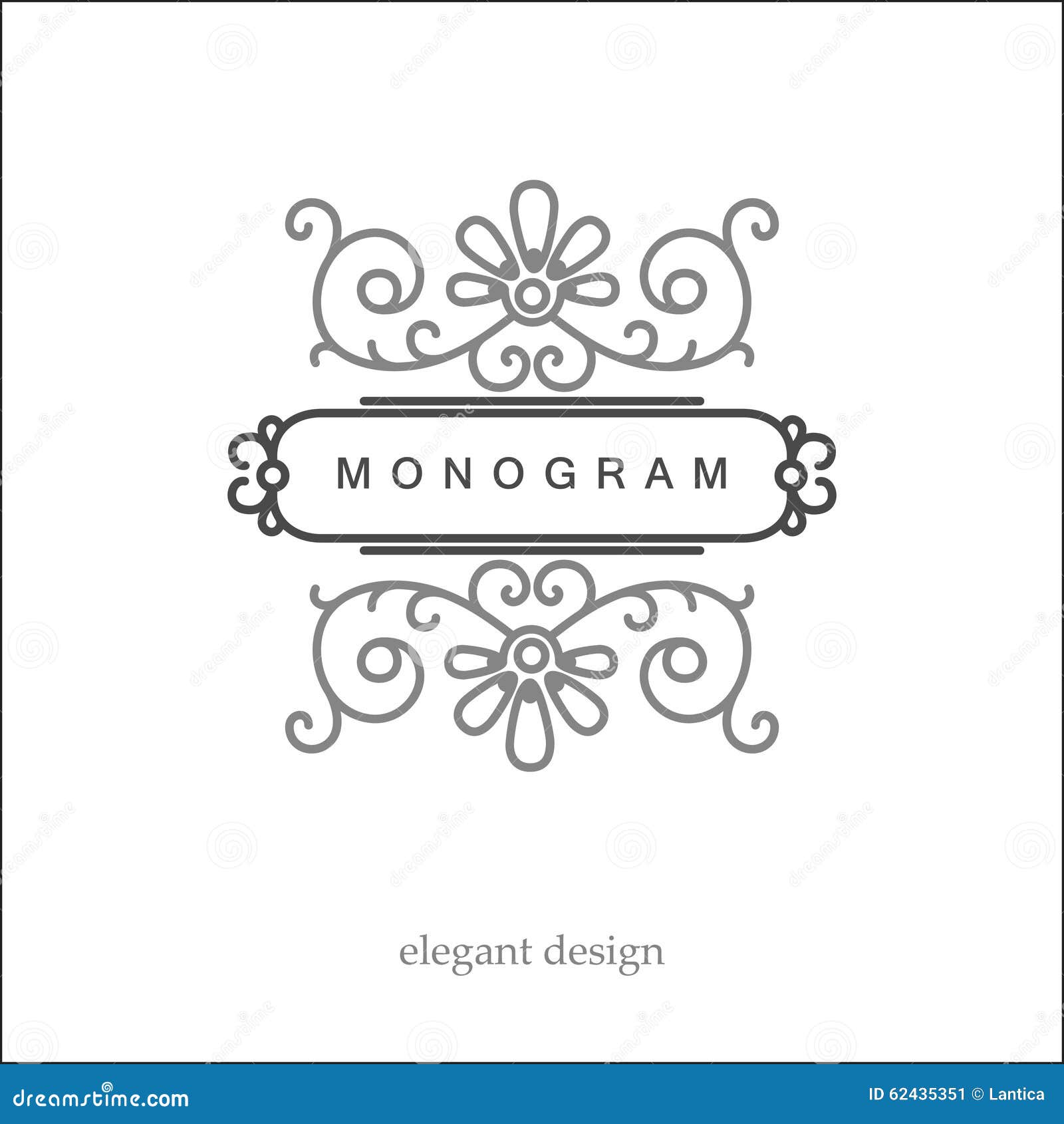 Stylish Elegant Monogram, Mono Line Art Design Stock Vector ...
