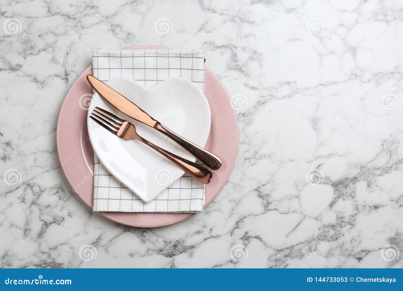 Stylish Elegant Table Setting on Marble Background, Top View. Space ...
