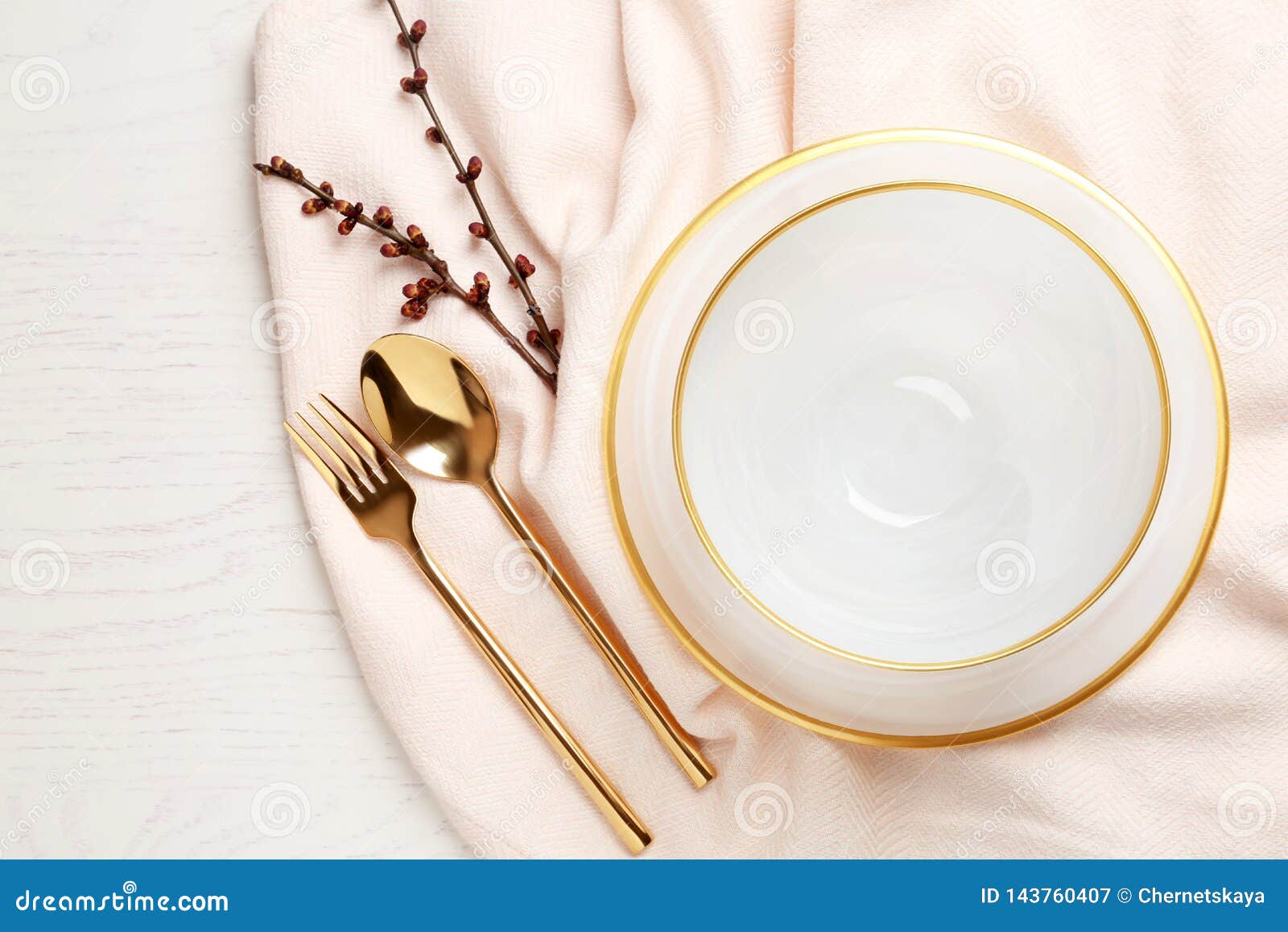 Stylish Elegant Table Setting on Wooden Background Stock Image - Image ...