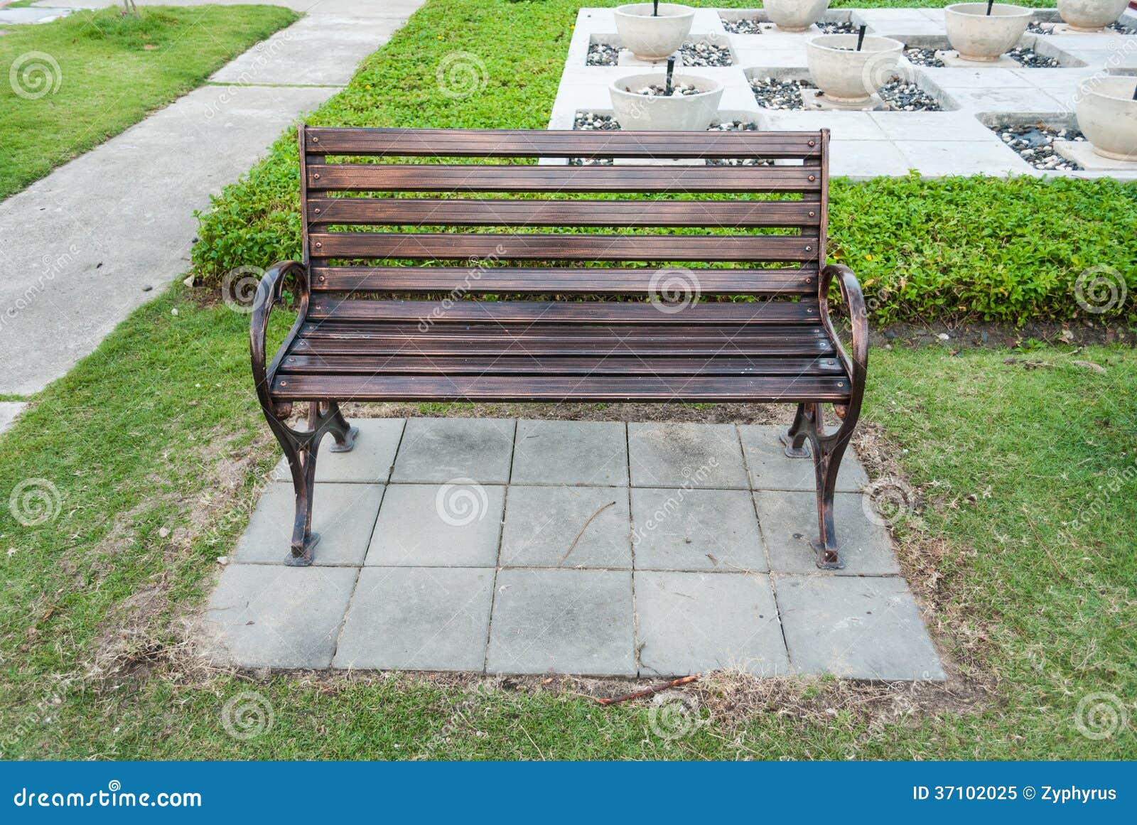 Stylish Empty Bench in Park Stock Image - Image of golden, outdoors ...