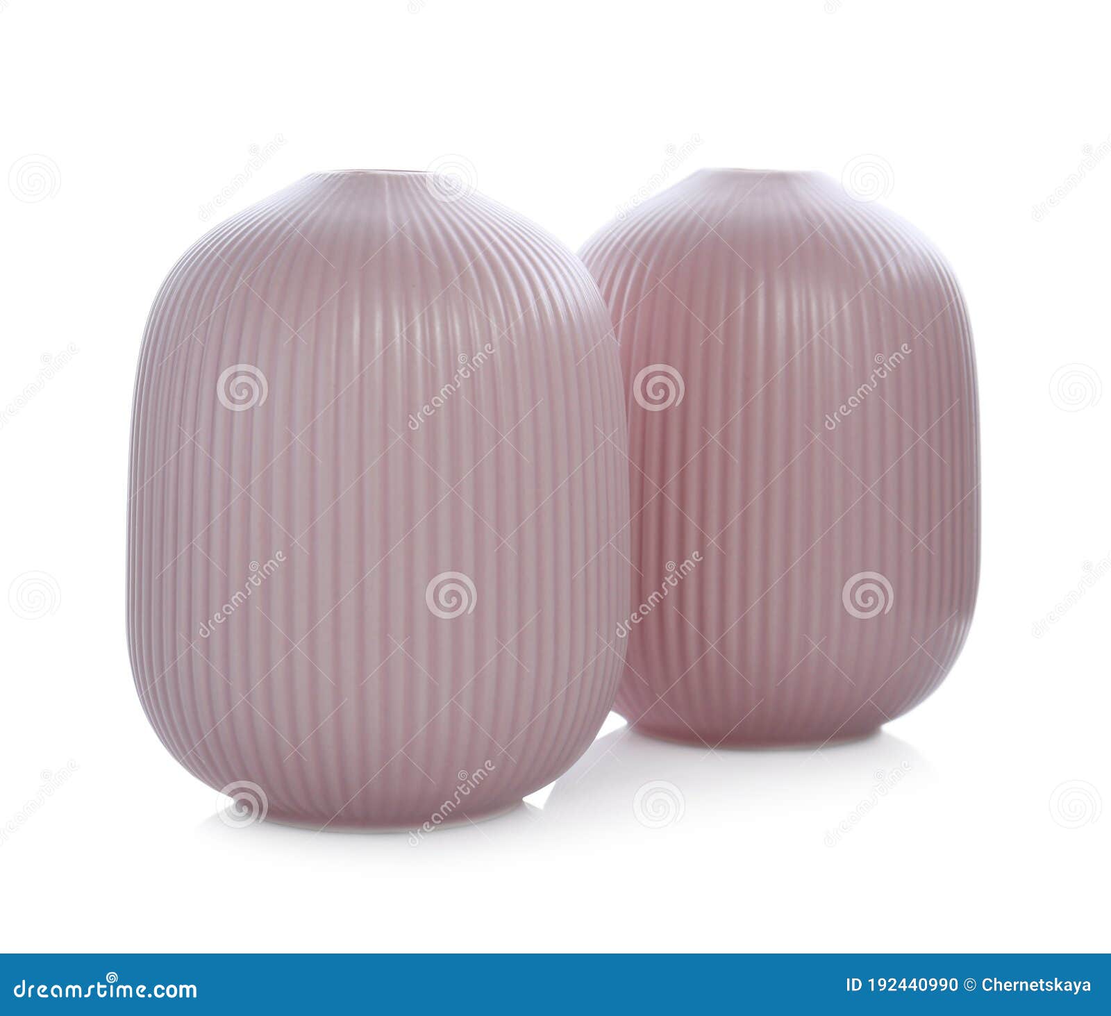 Stylish Empty Pink Ceramic Vases Isolated Stock Photo - Image of ...