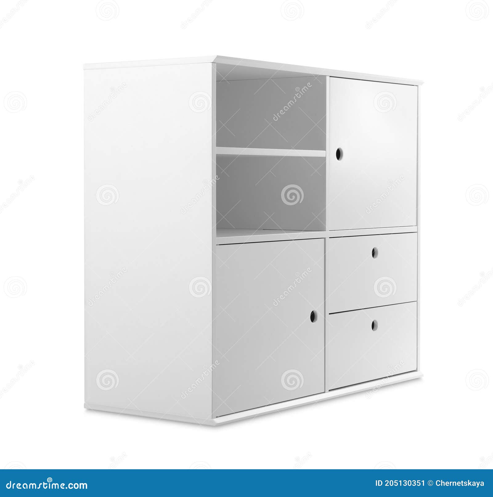 Stylish Empty Shelving Unit Isolated on White Stock Image - Image of ...
