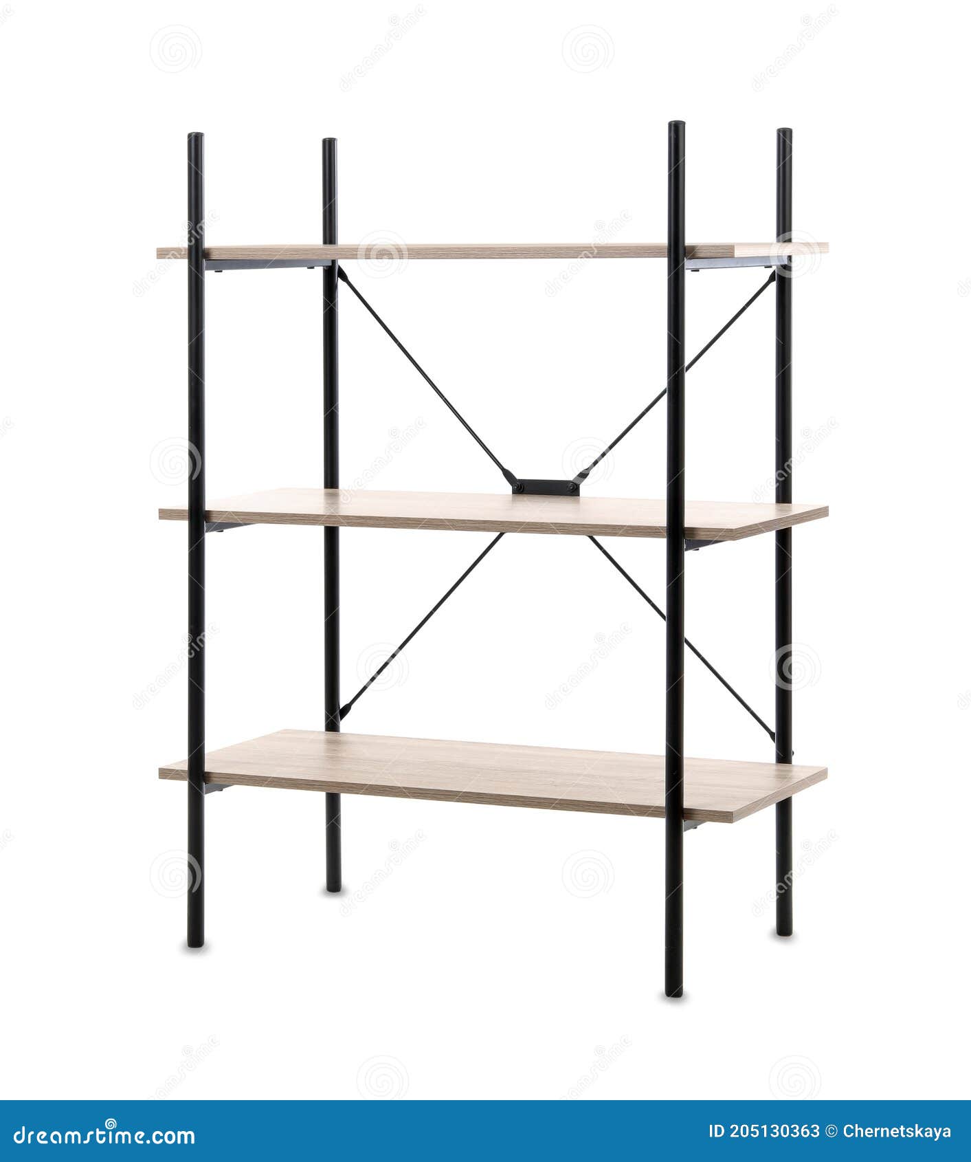 Stylish Empty Shelving Unit Isolated on White Stock Image - Image of ...