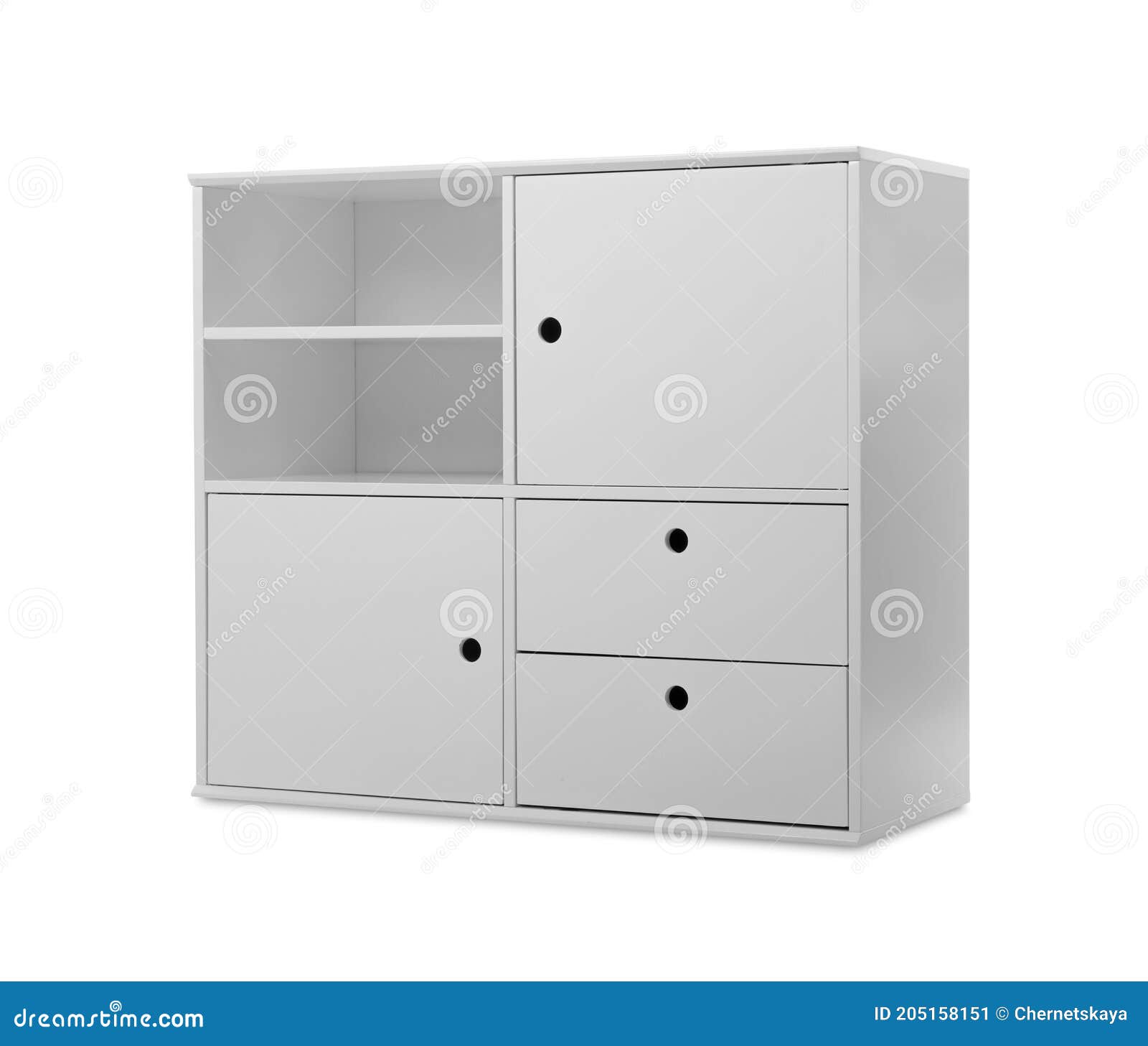 Stylish Empty Shelving Unit Isolated on White Stock Image - Image of ...